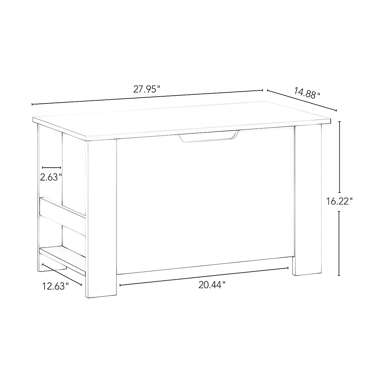 RiverRidge Book Nook Kids Toy Box with Side Bookracks Modern White Toy Organizer Kids Room Storage Organizer
