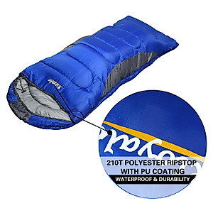 0 Degree Winter Sleeping Bags for Adults Camping (350GSM) -Temp Range (5F – 32F) Portable Waterproof Compression Sack- for Big and Tall in Env Hoodie: Hiking Backpacking 4 Season