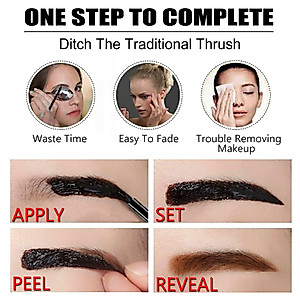 CAHIUYOA 1PCS Peel Off Tattoo Eyebrow Gel, Long-Lasting Waterproof Eyebrow Tattoo Makeup,Natural Elegant Eyebrow Tattoo Peel Off For All Types Of Eyebrows - Brown