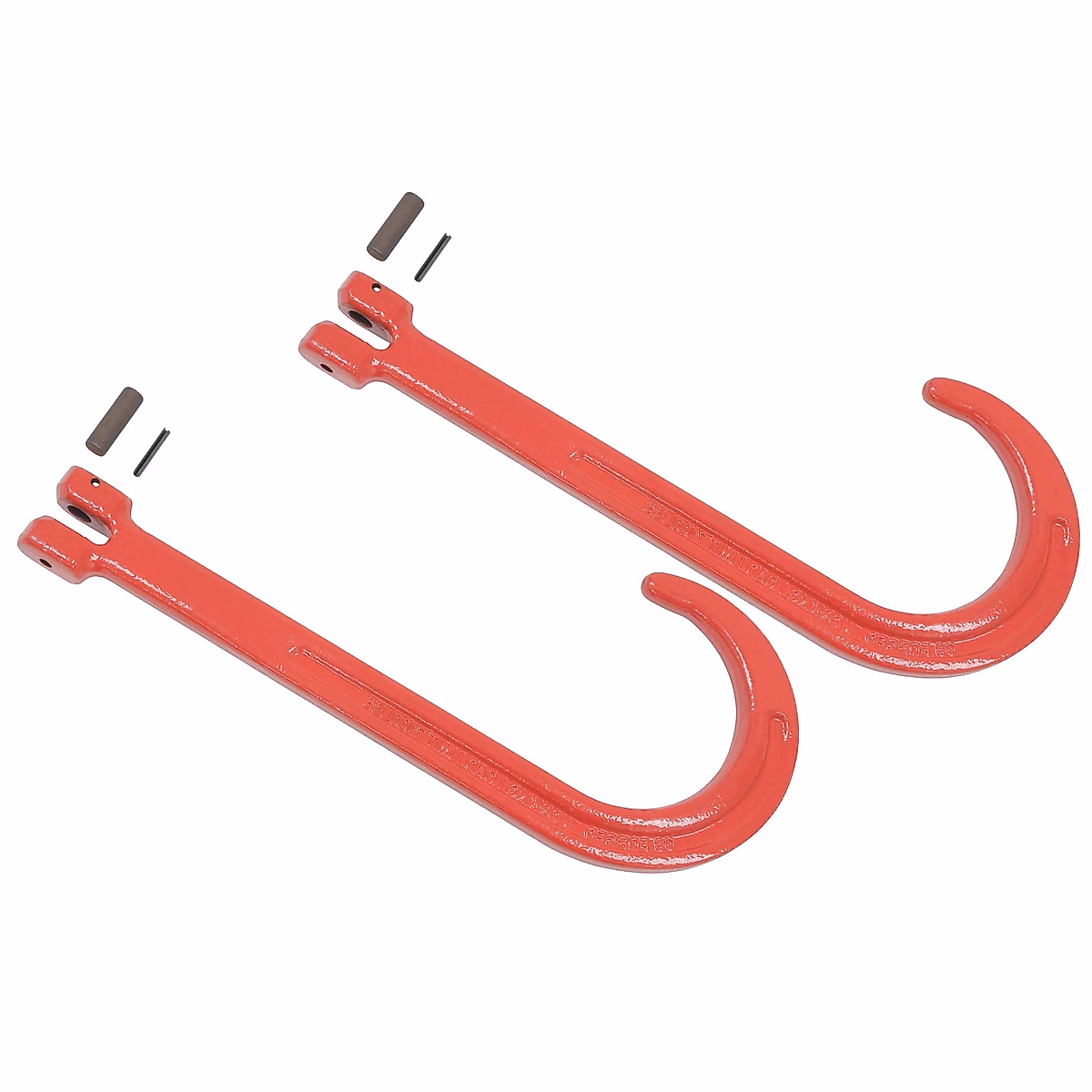 Mytee Products 15" Inch J Hook Heavy Duty Grade G80 Tow Axle Strap Wrecker Roll Back Clevis Load Limit 7100# (2 Pack)