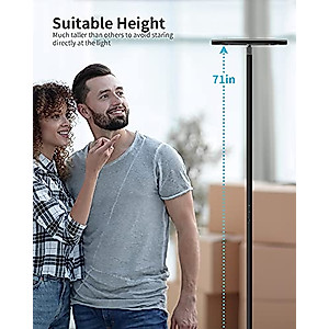 Floor Lamp, Nekteck Led Floor Lamps for Living Rooms, Bedrooms and Office, Torchiere Standing Pole Lamp with Modern Design and Touch Control, Tall room lamps with 30w/2000LM, 3000K Warm White