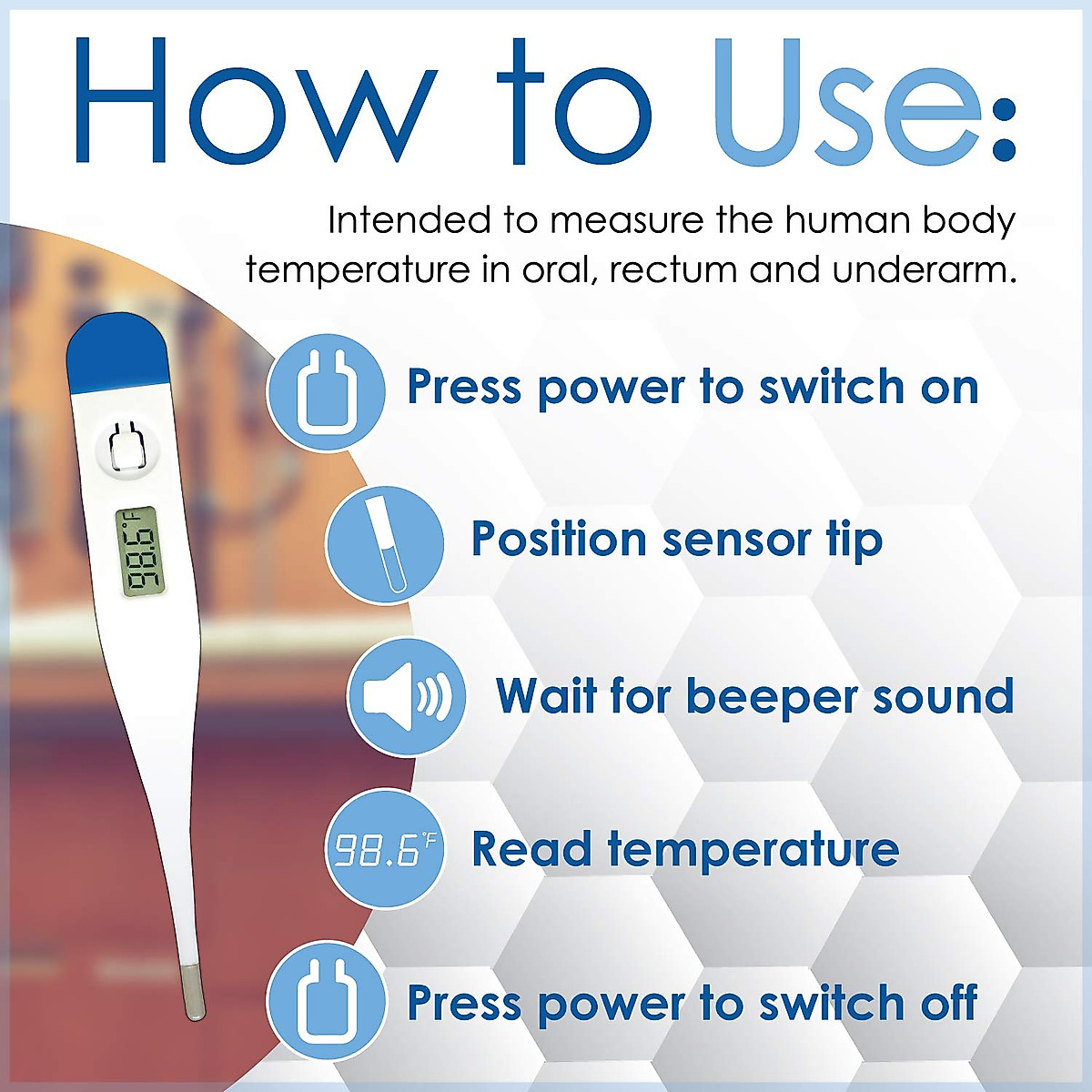 ZAYAAN HEALTH Classic Balance Digital Thermometer High Accuracy Fast Response Rigid Sensor Tip, Blue