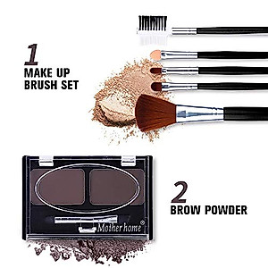 All in One Makeup Kit,12 Colors Nude Shimmer Eyeshadow Palette, Waterproof Black Eyeliner Pencil, Duo Pressed Eyebrow Powder Kit, 5 Brushes With Quicksand Cosmetic Bag Gift Set