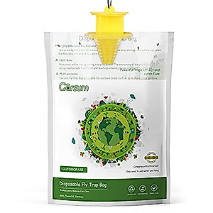 Garsum Outdoor Disposable Hanging Fly Trap Bag with Fly Bait, Catch Up to 3,5000 Flies for Barns, Stables & Ranches - 1 Pack