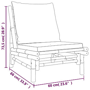 vidaXL Bamboo Patio Lounge Set - 3 Piece Outdoor Furniture with Cream White Cushions - Includes Comfortable Garden Sofa Chairs and Practical Coffee Table for Relaxation