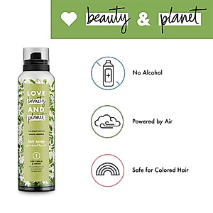 Love Beauty Planet Coconut Milk White Jasmine Hair Spray, Soft Hold Shine 6.8 oz