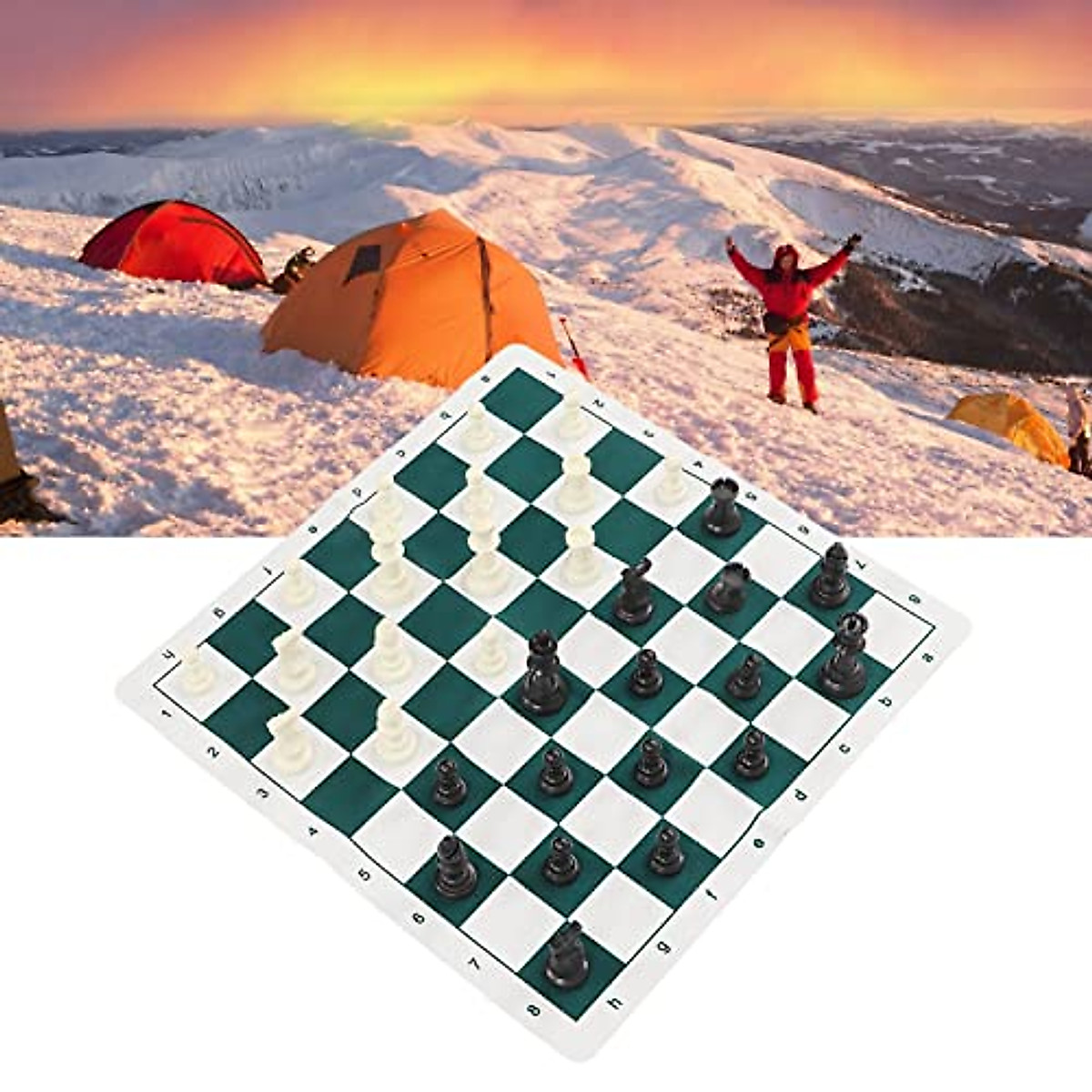 LISND Portable Travel Chess Set Lightweight Folding Roll Up Entertainment Game Compact Portable Picnic Travel Chess Set Wang Gao 95MM