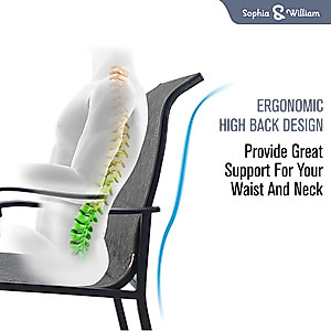 Sophia & William Patio Dining Chairs Quick Dry Textilene Patio Chairs High Back 2 Pieces Outdoor Dining Chairs Support 350lbs Patio Furniture Set for Lawn Garden Backyard Pool All Weather