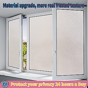 Window Privacy Film Frosted Glass Window Film, Heat Control Non-Adhesive Static Cling Decorative Opaque UV Blocking Window Films for Home Bathroom Office (Pure, 35.4”×78.7”)