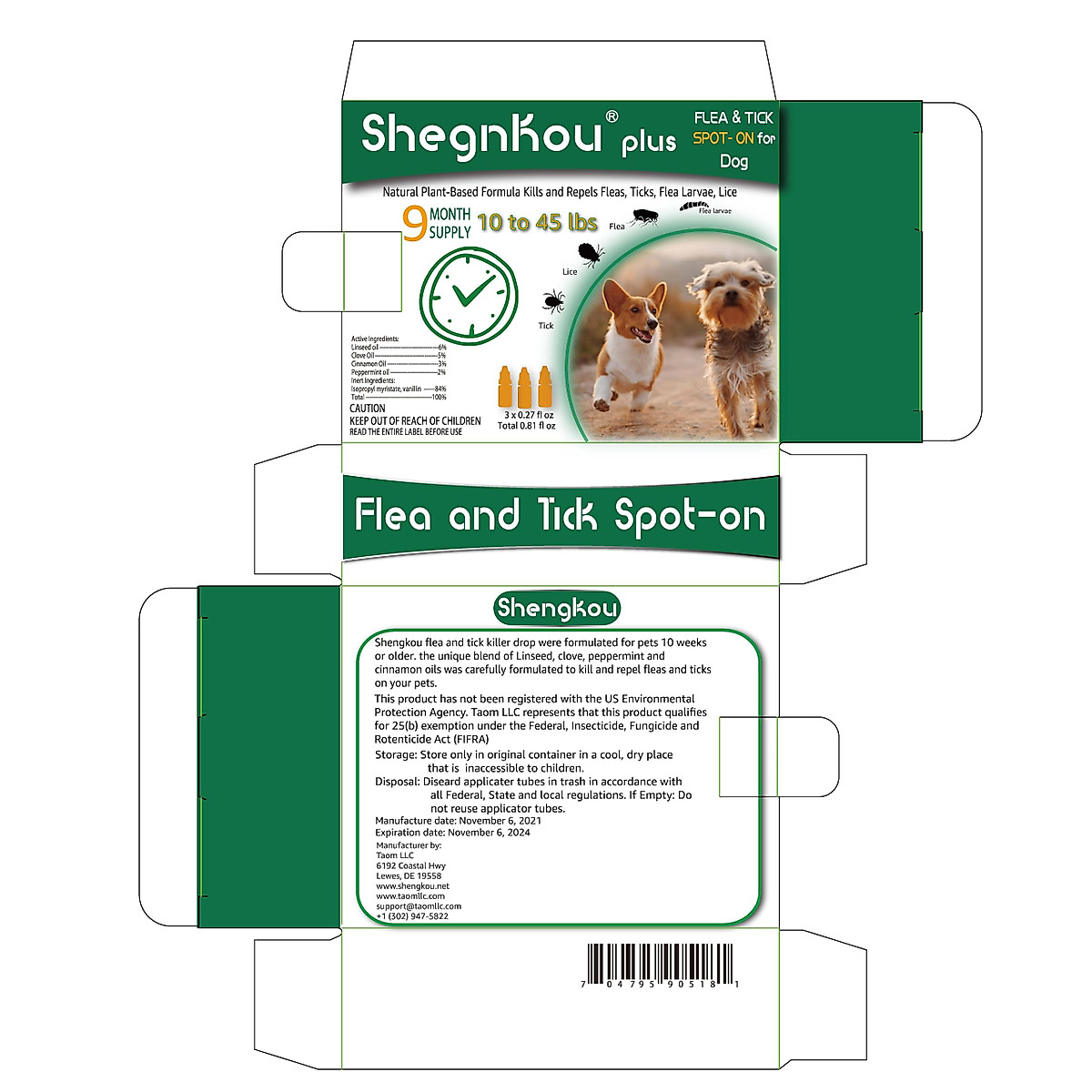 Safe and Effective: Dog Flea and Tick Prevention Repellent, Plus Spot-On with Plant Formula, for Small-Medium Dogs 4-44 lbs, (8.5 Month Supply)