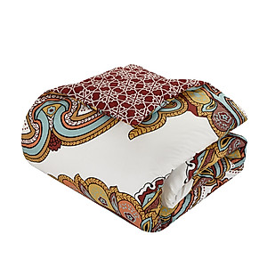 Chic Home Belmont Neil 4 Piece Reversible Duvet Cover Set, Queen, Beige