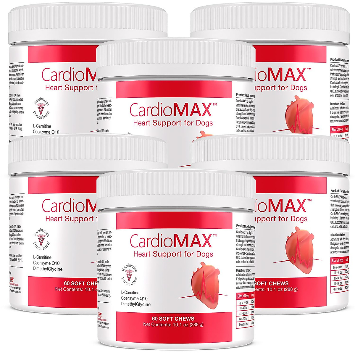 CardioMAX Heart Support Supplement for Dogs - L-Taurine, L-Carnitine, EPA & DHA, Coenzyme Q10 - Aids Circulatory Strength, Cardiovascular Support, Heart Muscle Function - Made in USA - 360 Soft Chews