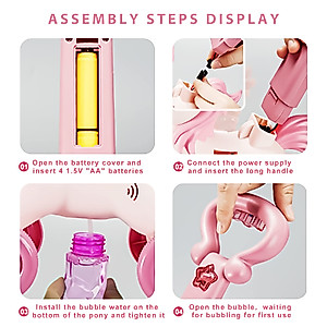 Pink Bubble Machine Blower Maker Lawn Mower Walking Toy Christmas Basket Stuffers Outdoor Summer Girls Kids Toddler 1st Birthday Best Gift for 1 2 3 Year Old Unique Cute Valentines Day Unicorn Gifts