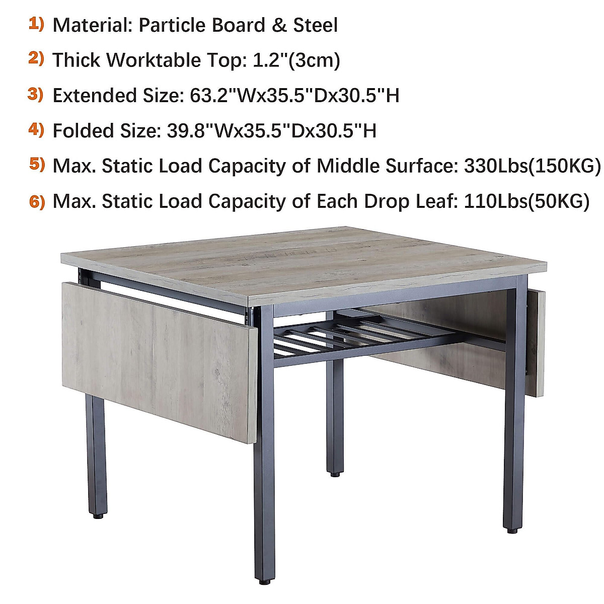 Xmatch 47" Worktable Workbench for Inspection Assembly Sample Making and Testing Room (Rustic Brown)