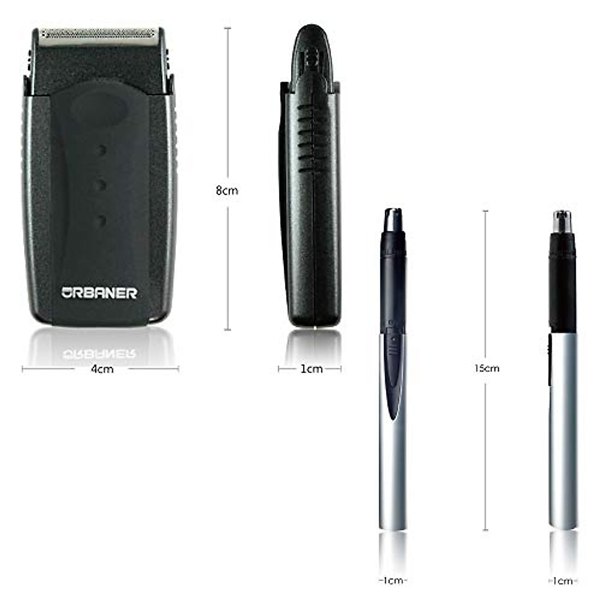 URBANER Battery Powered Grooming Trimmer Gift Set for Men, Electric Beard Shaver and Ear and Nose Hair Clipper, Safe Blades, Portable, Cordless, MB-970