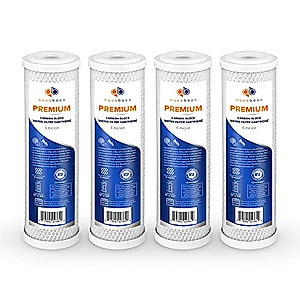 Aquaboon Universal 5 Micron 10 x 2.5 inch Cartridge | Premium Whole House Replacement Water Filter Cartridge | Coconut Shell Activated Carbon Block CTO | Compatible with Whirlpool WHA2BF5, 4 Pack