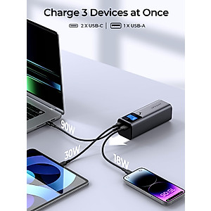 AMEGAT Power Bank 140W, 27600mAh 3-Port Portable Charger PD 3.1 Battery Pack, Smart Digital Display, 140W USB C Fast Recharge, Compatible with iPhone 15/14/13 Series, Samsung, MacBook, Dell, and More