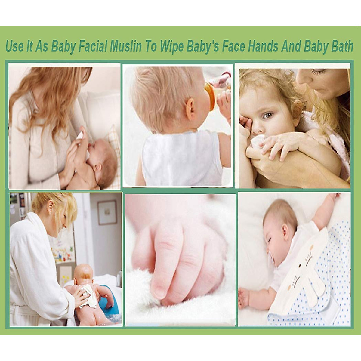 Yaosan Soft Face Muslin Cloths Pure Cotton Facial Cleansing Cloths Reusable Polishing Cleanser- Pack 10 (Blue Edge)