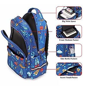 NaOHshp School Backpack for Boys, Cute Space Backpack for Kids Elementary Middle School Bag Bookbag