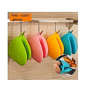 Silicone Double Finger Grip,Silicone Anti-scalding Gloves,dishwashing Cabinet Kitchen Insulation Tray Dish Oven with Hand Clip,Green