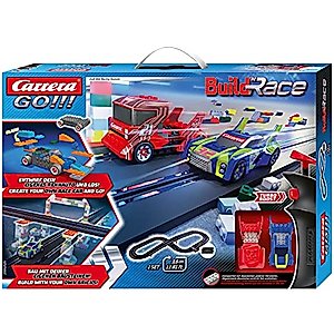 Carrera GO!!! Build 'N Race 62529 Racing Set 3.6 Electric Powered Slot Car Racing Kids Toy Blocks Race Track Set Includes 2 Hand Controllers and 2 Cars in 1:43 Scale