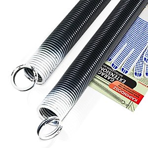 KaiMinDogz Pair of 110lb. Heavy Duty Garage Door Extension Springs Stretch Springs, 25" Long,Double Loop Ends, High Precision Electrophoresis Black Coated, MIN 16,000 Cycles, for 7ft High Garage Doors