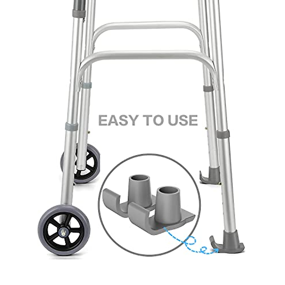 Agrish 6-Pack Walker Glide Skis, Universal Fit Walkers with 1-1/8 Inch Shaft Handicapped Walker Accessories Tool-Free, 6 Count, Gray