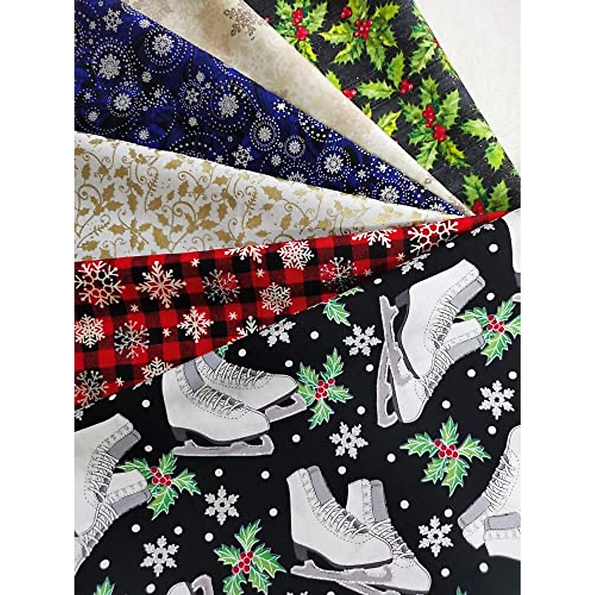 PUMCRAFT Sewing Fabric 6pc 32cm x 25cm Glitter Christmas Skating Snowflakes X'Mas Silver Stamping Vivid Bundle Cotton Fabric Patchwork Tissue Telas DIY - 6pcs 32cm X 25cm Fabric Patchwork Craft