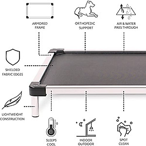 K9 Ballistics Chew Proof Mesh Elevated Dog Bed - Waterproof - Aluminum - Indoor/Outdoor - Ships Assembled - Fit Inside of Small Crates 29"x18"x3.5", Black Mesh