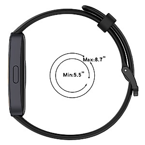 E ECSEM Bands Compatible with Huawei Band 10/9/8 Smartwatch Replacement Silicone Adjustable Bracelet Accessory Strap for Huawei Band 10/9/8 Wristbands W/Metal Buckle