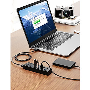 6-Port USB 3.0 Hub, LURMMUE USB Splitter for Laptop with Individual On/Off Switches and Light, 3ft Long Cord, USB Port Hub Extension for PC and Computer