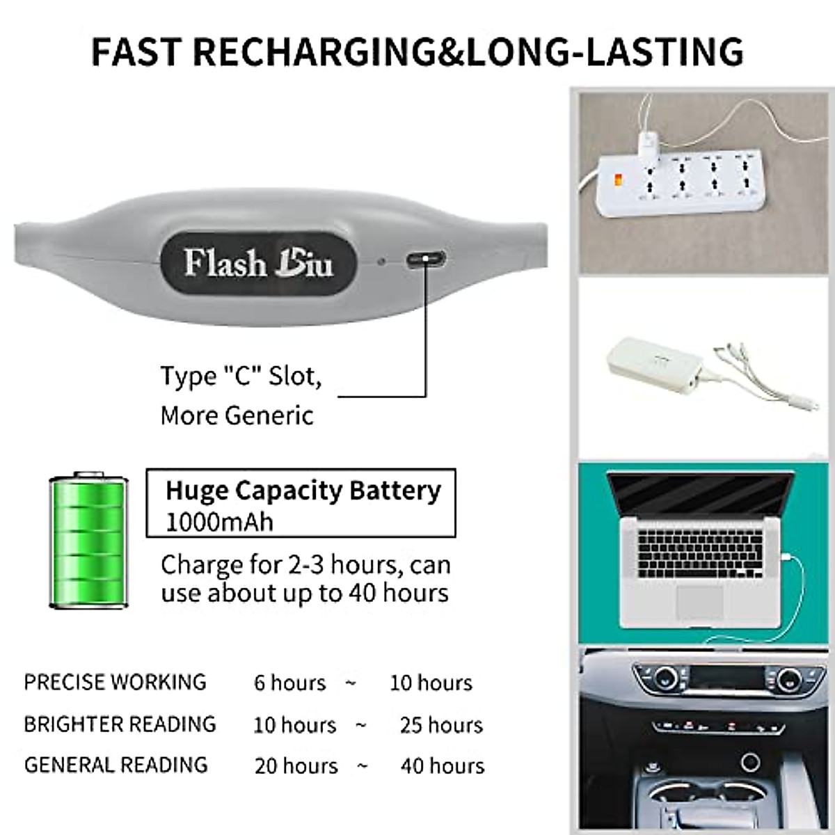 Book Light, Book Light for Reading in Bed, Fast Recharge, Neck Reading Light Slim with 3 Modes, Super Flexy, Hands Free Versatile Neck Light, Up to 70 Hours.Gift for Knitting, Sewing, Camping(Grey)