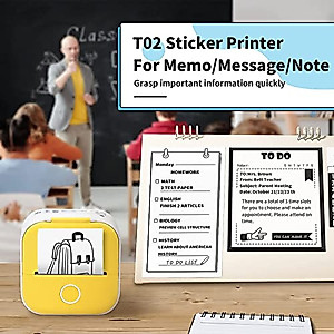 T02 Mini Printer Sticker Maker - Portable Pocket Thermal Instant Photo Printer - T02 Sticker Maker Machine Mini Printer, Wireless Receipt Label Maker Printer for Sticky Scrapbook, Label