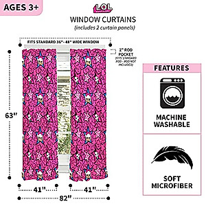 Franco Kids Window Curtain Panels Drapes Set, 82 in x 63 in, L.O.L. Surprise!