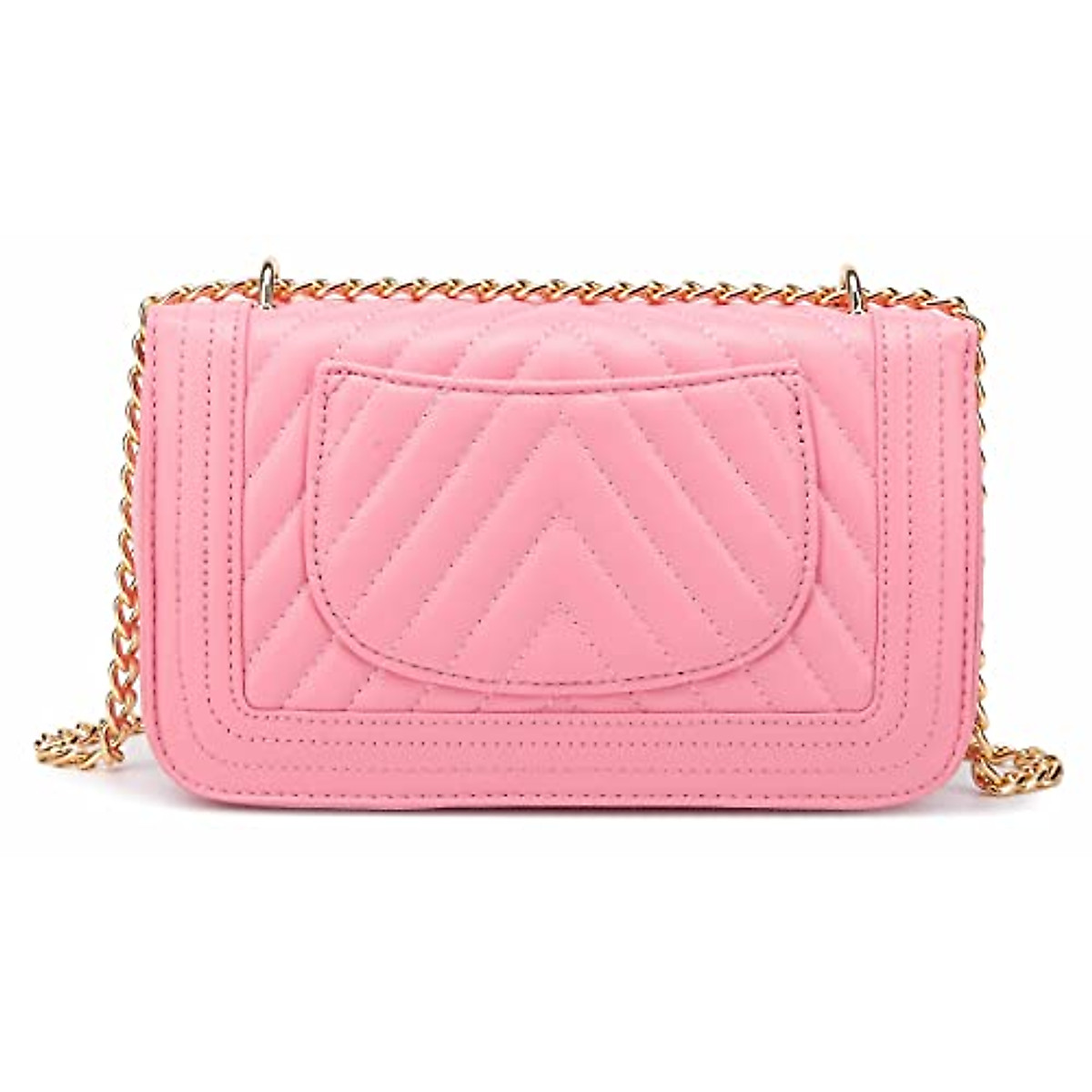 lola mae Crossbody Bags for Women Fashion Quilted Shoulder purse with Convertible Chain Strap Classic Satchel Handbag (Pink-715)
