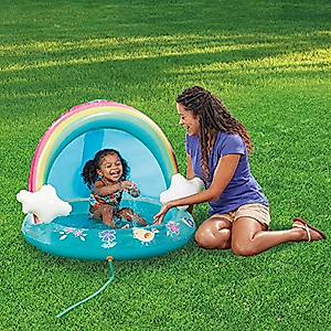 Baby Pool, Rainbow Splash Pool with Canopy, Spray Pool of 40 Inches, Water Sprinkler for Kids, for Ages 1-3