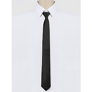 Allegra K Men's Skinny Pretied Solid Color Zipper Ties Neck Adjustable Strap Wedding Groom Tie One Size Black