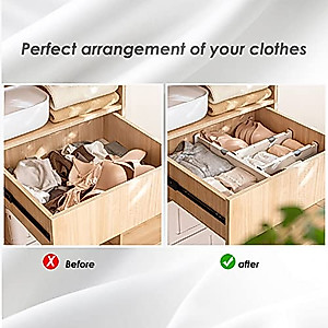 Plastic Drawer Dividers 6 Set Drawer Partitions Expandable from 11-17 Inch Drawer Organizer Separator Clothes Kitchenware Storage Organizer Shelf Wardrobe Closet Dresser Office Dividers Drawer Insert