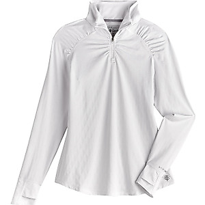 Coolibar UPF 50+ Women's Arabella Golf Quarter Zip - Sun Protective (Small- White Diamond Jacquard)