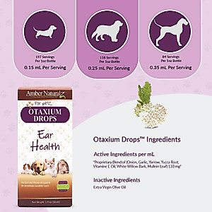 Amber NaturalZ Otaxium Drops Herbal Supplement for Dogs, Cats, Birds, Guinea Pigs, and Rabbits | Pet Herbal Supplement for Ear Health | 1 Fluid Ounce Glass Bottle | Manufactured in The USA