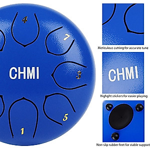 Rain Drum for Outside，Steel Tongue Drum，8 Notes 6 inches Rain Music Maker Outside with Bag, Hand Pan Drums with Music Book and Mallets, D Key Tongue Drum (Blue)