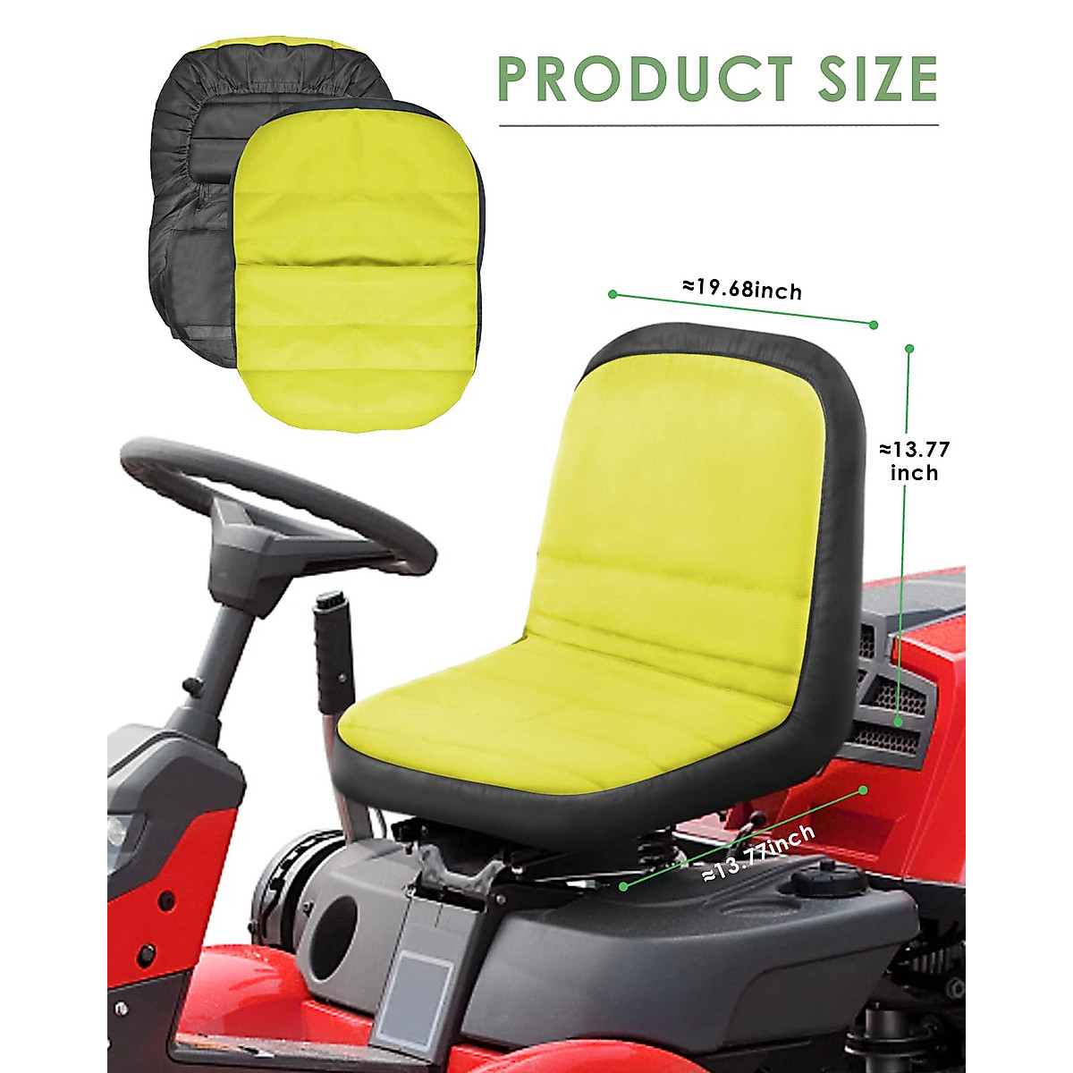 PACETAP Riding Lawn Mower Seat Cover, Durable Polyester Oxford Waterproof Seat Cover Compatible with John Deere, for Craftsman, for Cub Cadet, for Kubota,Universal Lawn Mower Seat Cover(Yellow,Medium)