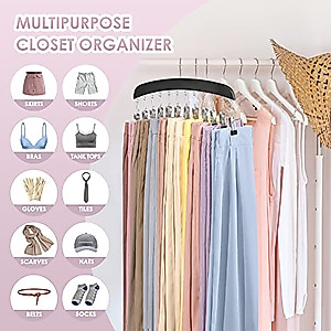 Leggings Hanger Organizer, MEILIDY 2 Packs Closet Wooden Leggings Hangers with 24 Clips Space Saving Pants Clip Hangers with 360° Swivel Hook for Shorts Skirts Scarves Hats Tanks - Black