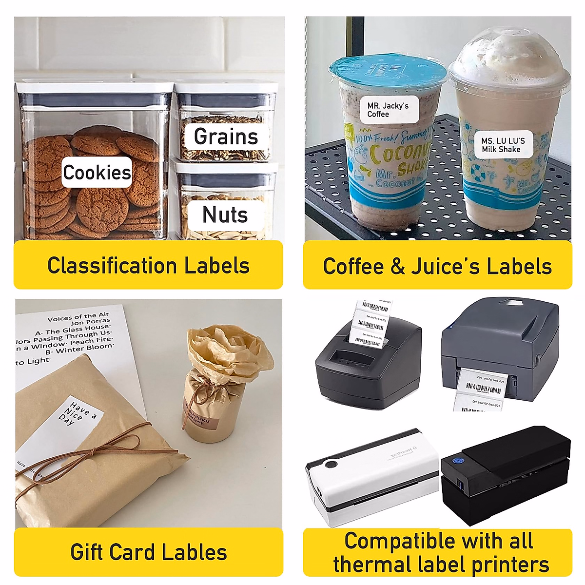 2 x 1 Direct Thermal Laverls, Thermal Name Label Stickers, Thermal Label Stickers, Barcode Label Thermal-1 Roll,1000 Labels