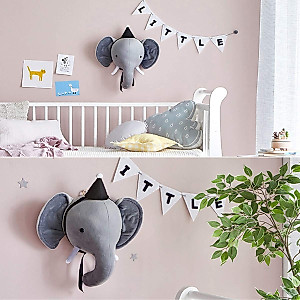 zmr Elephant Nursery Decor Child's Bedroom Stuffed Animal Head Wall Decor Baby Nursery Children's Room Wall Decoration Creative Jewelry