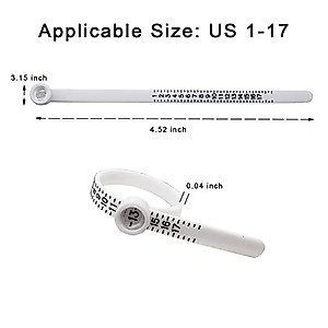 Upgrade Ring Sizer Measuring Tool, Reusable Ring Size Guage for Fingers, Jewelry Sizing Tool, 1-17 US Ring Sizer (1Pcs White)