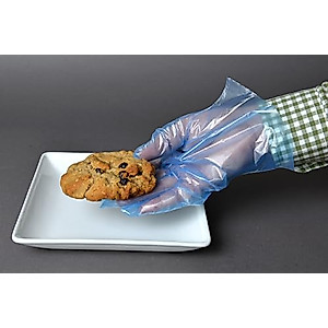 Daxwell Poly Gloves, Easy-Fit Food Prep Gloves, Header Gloves, One Size Fits All, Blue, With Wall Mount, F10003538 (Case of 1,000, 20 Cards of 50)