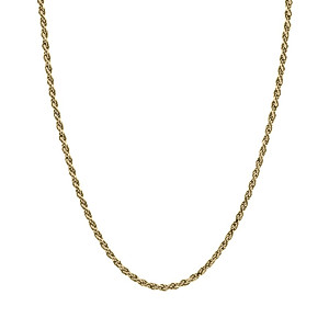 Honolulu Jewelry Company 14K Real Solid Yellow Gold 1mm Rope Chain Necklace Lobster Clasp - 20 Inches