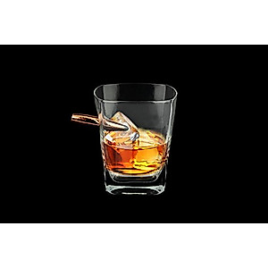 Barbuzzo Last Man Standing - Bullet Whiskey Glass - Durable Hand Blown Glass - Hand Sculpted with a Faux 50 Caliber Bullet - Great Man Gift and Addition to the Man Cave - Holds 10 Ounces