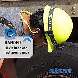 Sellstrom Reusable Banded Earplugs for Work - Work Safety Hearing Protection - 25dB - Hi-Vis Green/Blue